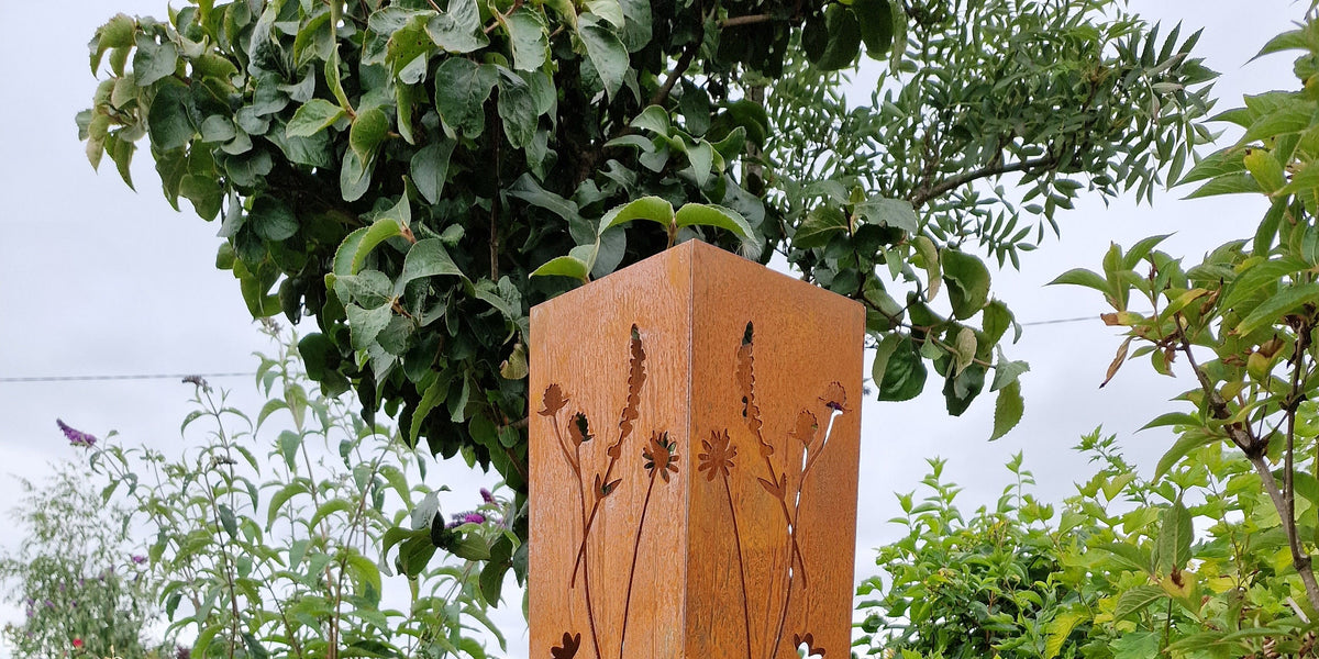 Metal Wildflower Oblong Statue – The Rusted Bumble Bee